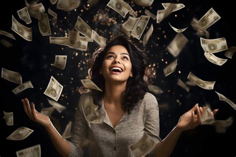 Premium Ai Image Winning A Lottery Concept Smiling Young Indian Woman