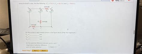 Using Kirchhoff S Rules Find The Following E Chegg