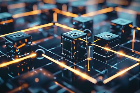 Abstract Technology Background With Glowing Lines And Cubes Premium