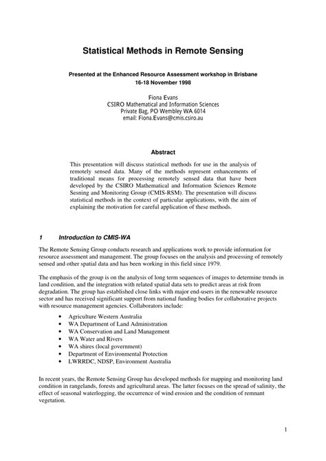 Pdf Statistical Methods In Remote Sensing