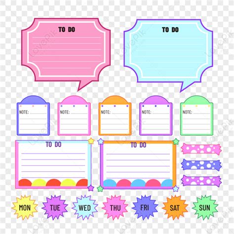 손으로 그린 컬러 메모 스티커 일러스트 편지지 색깔 각서 Png 일러스트 무료 다운로드 Lovepik