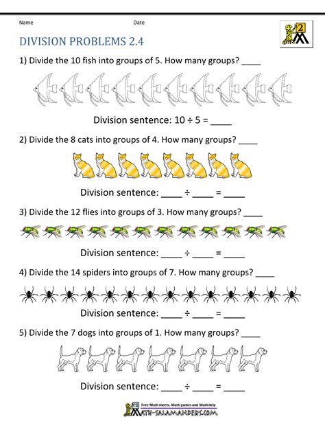 Division Worksheets Word Problems