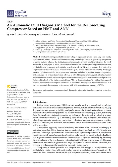 Pdf An Automatic Fault Diagnosis Method For The Reciprocating Compressor Based On Hmt And Ann