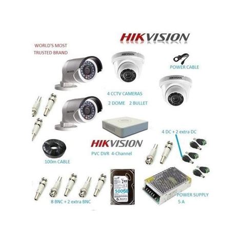 Hikvision 4 Camera Cctv Kit With 500gb 50m Cable For Sale In Nairobi