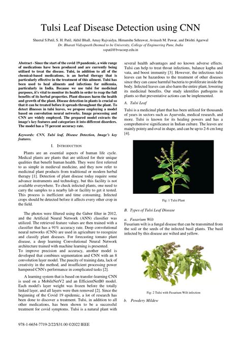 pdf tulsi leaf disease detection using cnn