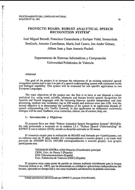 pdf proyecto roars robust analytical speech recognition system
