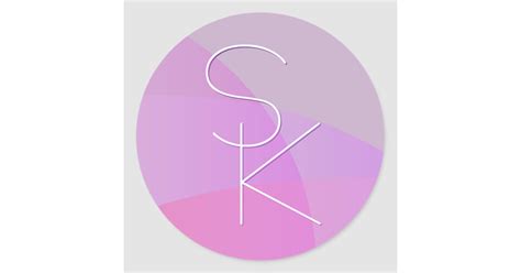 Your Overlapping Initials Modern Pink Geometric Classic Round Sticker Zazzle