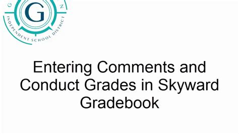 Entering Comments And Conduct Grades In Skyward Gradebook YouTube