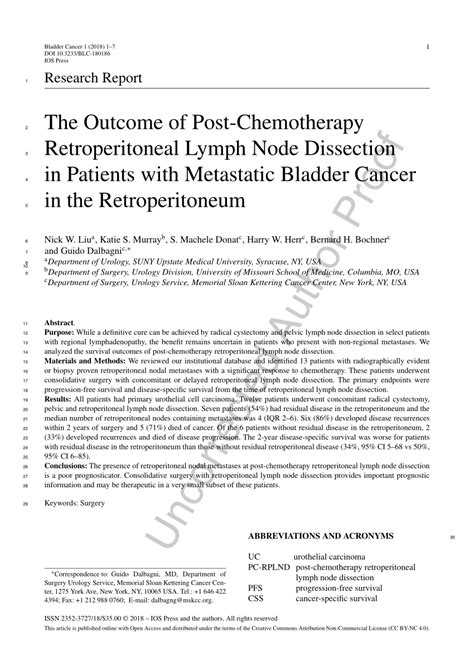 Pdf The Outcome Of Post Chemotherapy Retroperitoneal Lymph Node Dissection In Patients With