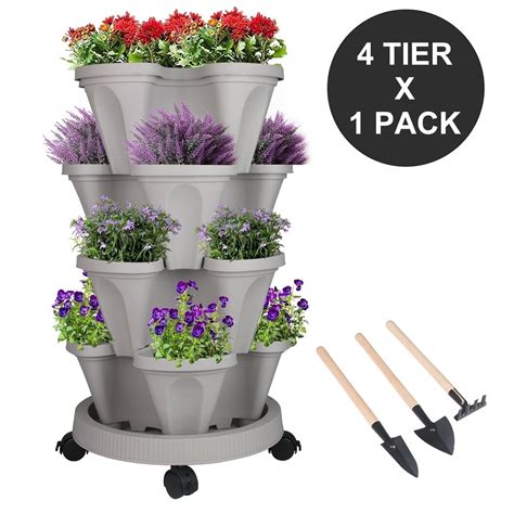 Gamexcel 4 Tier Stackable Vertical Planter Self Watering Indoor