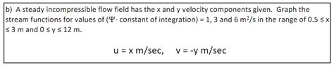 Solved B A Steady Incompressible Flow Field Has The X And Y Chegg
