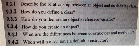 solved 9 3 1 describe the relationship between an object and