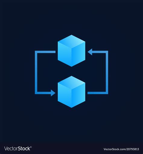 Concept Blockchain Icon Two Blue Cubes Vector Image