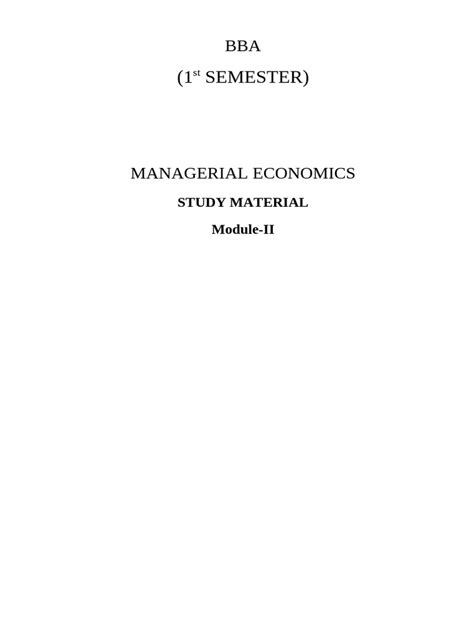 Bba Managerial Economics Notes Part Ii Pdf