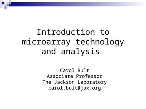 Ppt Introduction To Microarray Technology And Analysis Dokumentips