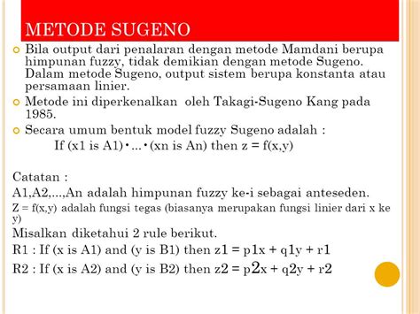 CONTOH PENERAPAN LOGIKA FUZZY Fuzzy tsukamoto, mamdani, sugeno - ppt ...