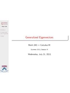 Generalized Eigenvectors University Of Pennsylvania Generalized Eigenvectors University Of