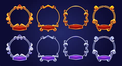 Ui Game Frames For Avatar Gold And Silver Borders 15918375 Vector Art At Vecteezy