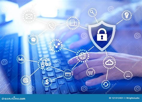 Cyber Security Data Protection Information Privacy Padlock Icon On Virtual Screen Stock