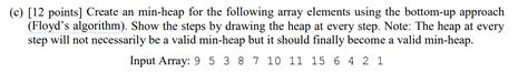 Solved C Points Create An Min Heap For The Following Chegg