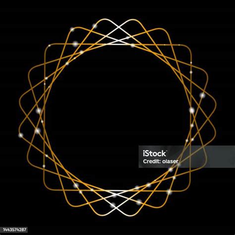 둥근 모서리가 있는 사각형 모양의 황금 회전 윤곽선 광선 곡선에 대한 스톡 벡터 아트 및 기타 이미지 곡선 과학 금색