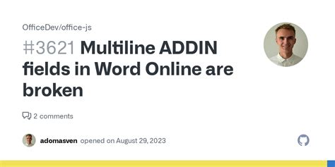 Multiline Addin Fields In Word Online Are Broken · Issue 3621 · Officedevoffice Js · Github