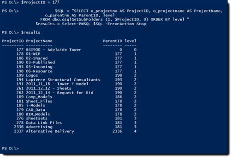 howto get projectwise folder paths with the dsql getsubfolders sql