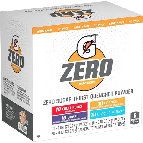 Gatorade G Zero Powder Variety Pack 40 Count Sugar