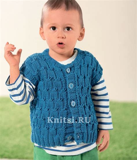 Жилет на пуговицах с рельефным узором Вязаниедляженщин Жилеты Спицами Классическая модель на