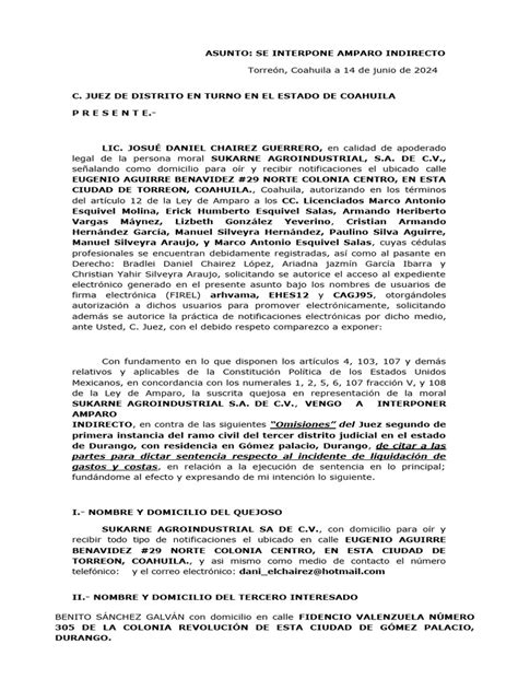Se Presenta Amparo Indirecto Por Omision 858 21 Pdf Caso De Ley
