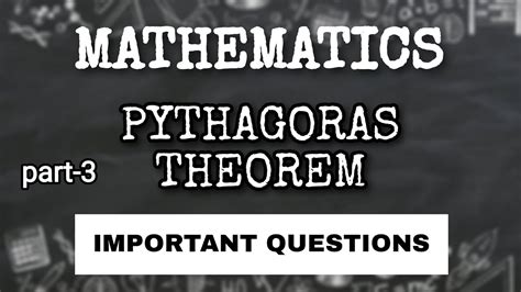Maths [ Pythagoras Theorem ] Important Questions Part 3 Youtube