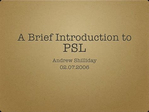 A Brief Introduction To