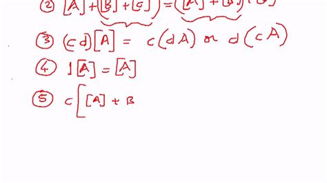 Matrix Addition And Scalar Multiplication Properties Youtube