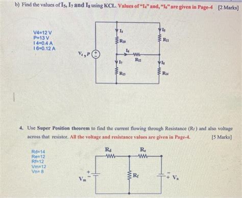 solved b find the values of i5 i7 and i8 using kcl values
