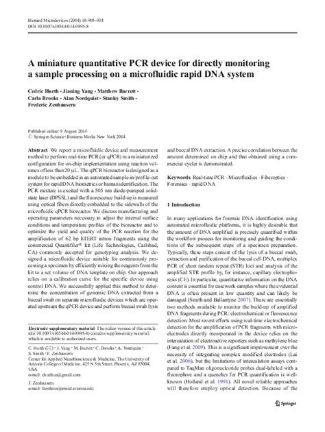 Pdf A Miniature Quantitative Pcr Device For Directly Monitoring A Sample Processing On A