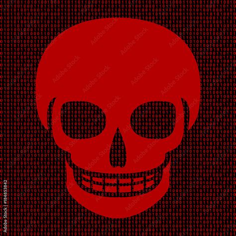 Hacking System Abstract Luminous Skull Of Red Color From Programming Symbols Hexadecimal