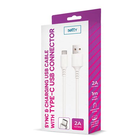 Setty Usb C Kabel 2a 1m Usb Ausb C Hvid 39 Dkk