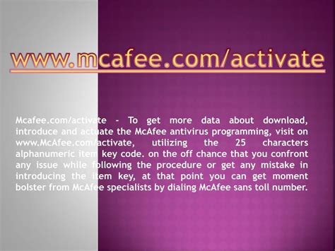 PPT MCAFEE COM ACTIVATE ACTIVATE MCAFEE ANTIVIRUS ONLINE PowerPoint Presentation ID 8029761