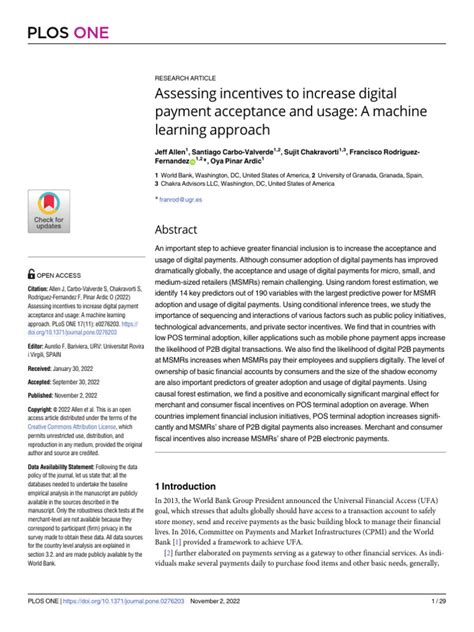 Assessing Incentives To Increase Digital Payment Acceptance And Usage