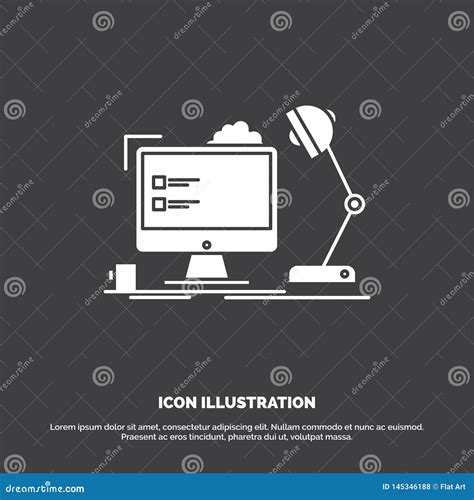 Workplace Workstation Office Lamp Computer Icon Glyph Vector Symbol For Ui And Ux Website