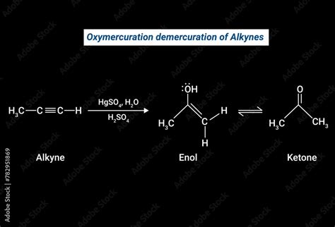 Chemical Structure Of Oxymercuration Demercuration Of Alkynes Stock