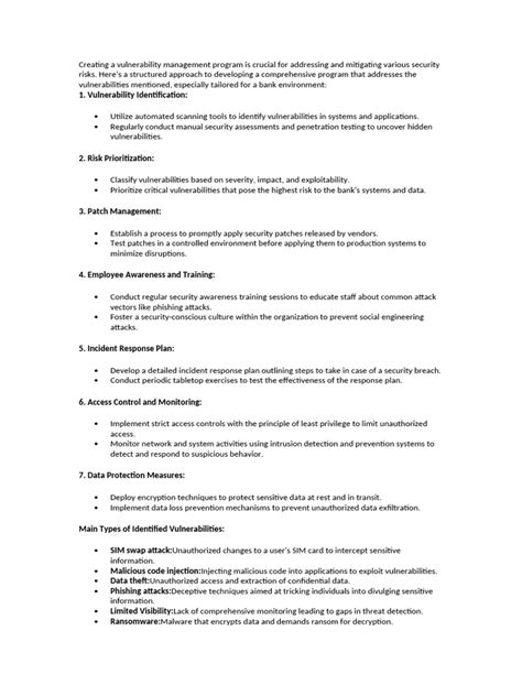 Vulnerability Management Program Pdf Security Computer Security