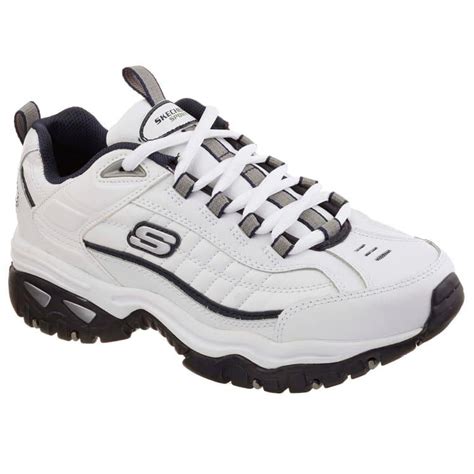 Skechers Mens Sport Energy After Burn White And Navy Lace Up Wide