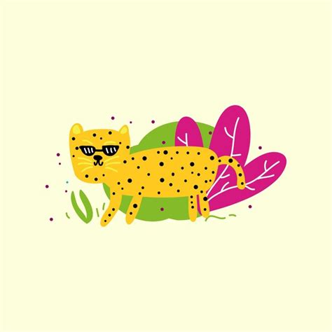 유치한 스타일 벡터 일러스트의 귀여운 호랑이 프리미엄 벡터