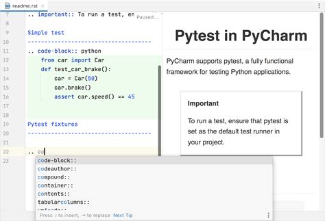 ReStructuredText Support PyCharm