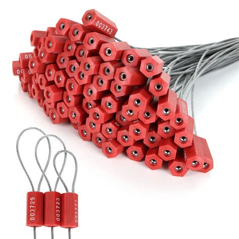 100 Pcs Steel Security Cable Seals Numbered Tamper Proof Security Tags