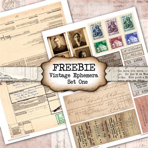 Freebie Vintage Ephemera Set One Di 10266 Digital Download