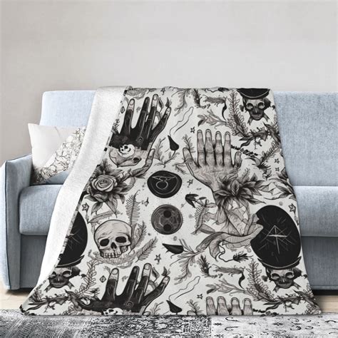 Douzhe Ultra Soft Micro Fleece Lightweight Flannel Bed Blanket Grunge Goth Aesthetic Print Cozy