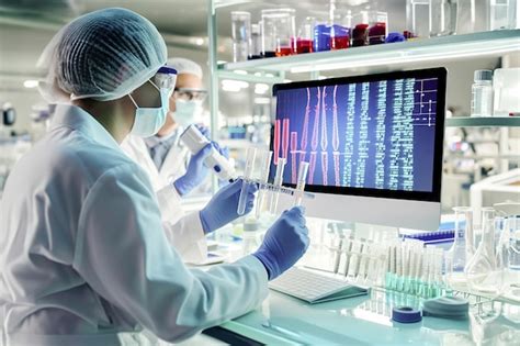 Premium Photo Lab Precision Scientists Analyzing Dna Sequences In A