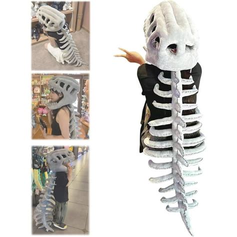 Realistic Dinosaur Skeleton Costume Set Headpiece And Spine